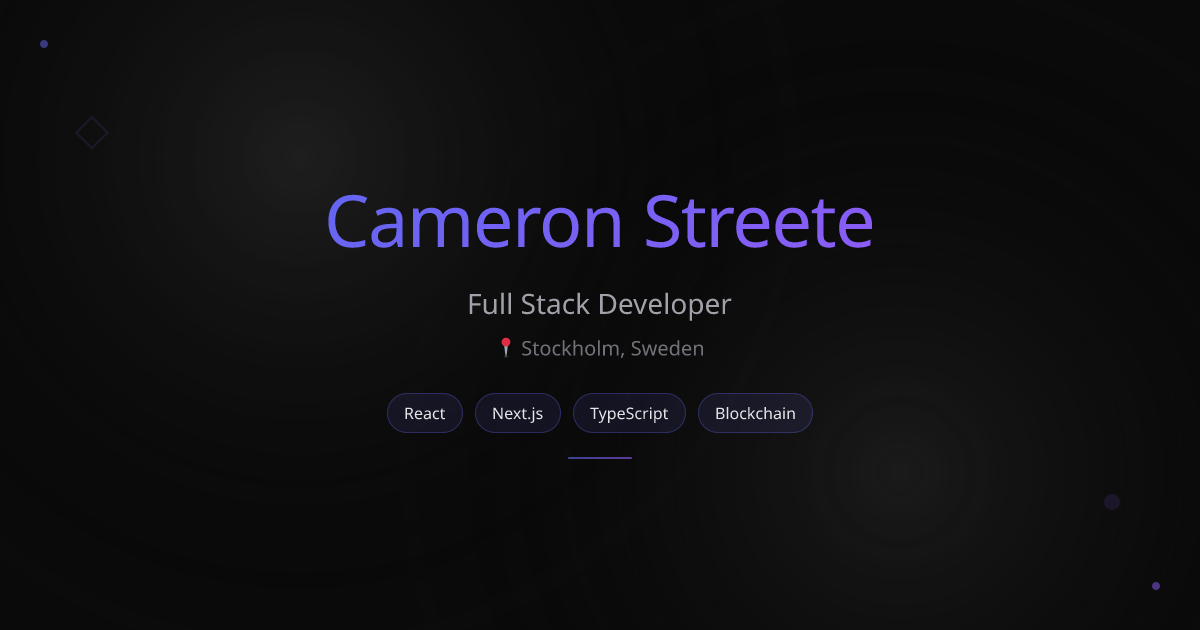 Cameron Streete - Full Stack Developer
